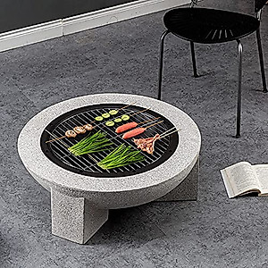 LEAYAN Garden Fire Pit Grill Bowl Grill Barbecue Rack Fire Pit Outdoor fire Pit, 30-inch Large Bonfire Burning Wood fire Pit Bowl, Villa Courtyard Backyard Garden fire Pit