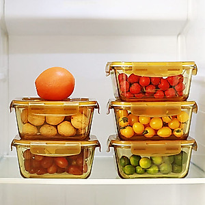 DAS TRUST 8 Pack Amber Glass Meal Prep Containers Microwave Safe Meal Prep Bowls Glass Food Prep Containers with Lid for Adult Meal Prep Bento Boxes
