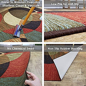 Rubber Backed Area Rug, 39 x 58 inch, Modern Circles, Non Slip, Kitchen Rugs and Mats