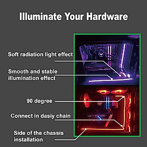 airgoo NEON RGB LED Strip for PC, 48 LEDs 2 x 15.7inch RGB Strips for for Motherboards 12V 4Pin RGB LED Header, Easy to Install with 12 pcs Strong Magnetic Brackets