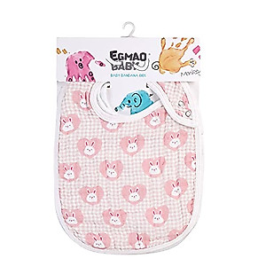 Snap Muslin Bibs for Girls, 3-Pack Baby Bibs for Infants, Newborns and Toddlers, 100% Cotton Muslin Absorbent & Soft Layers, Adjustable Snaps,"Girlish Romance"