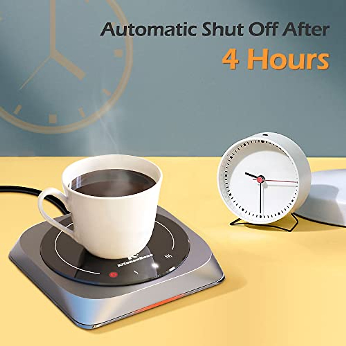 KitchenBoss Smart Coffee Mug Warmer: Coffee Cup Warmer for Desk with 3 Temperature Setting, Coffee Cup Warmer Candle Warmer with Auto Shut Off Beverage Heating Plate