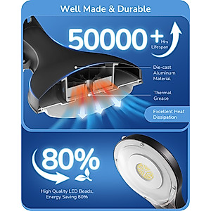 EDISHINE LED Barn Light, Dusk to Dawn Area Lights with Photocell, Outdoor Security Flood Lighting, 10000LM 65W 5000K Daylight, IP65 Waterproof Outdoor Flood Light for Farmhouse Garage Yard Street