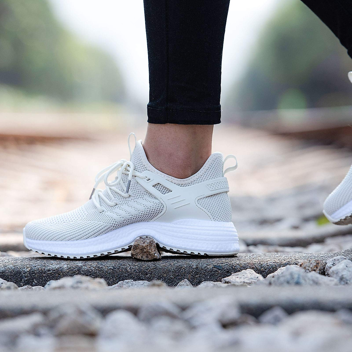 SDolphin Running Shoes Women Sneakers - Tennis Walking Shoes Ladies Athletic Workout Fashion Lightweight Mesh Memory Foam Road Running Shoes Beige