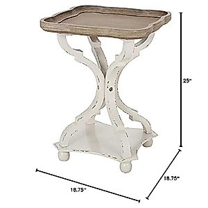 Christopher Knight Home Eudora French Country Accent Table with Square Top, Natural + Distressed White