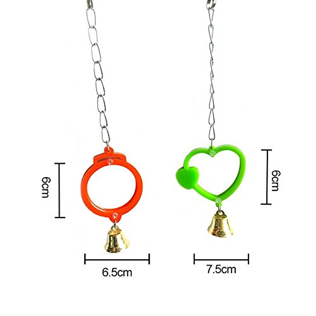 Hypeety Pet Bird Mirror with Bell Interactive Treat Puzzle Parrot Toy Bird Cage Mirror Small Bird Swing Chew Toys Fun Cage Accessories (Color Random) (Round Shape)