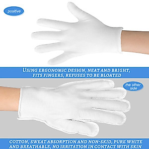 Cotton Gloves, 10pairs(20 Pcs) White Cotton Gloves for Women and Men, Washable Stretch Cotton Gloves for Dry Hands and Eczeme Moisturizing Cloth Gloves, Coin Jewelry Silver Cotton Inspection Gloves