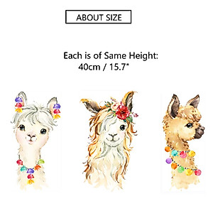 15.7" H Large Llama Wall Decals Peel and Stick for Girls Bedroom Baby Nursery Kids Classroom Decor,Fashion Llama Wall Stickers Mural, Llama Decor Nursery for Baby Girl,Llama Prints Wall Art