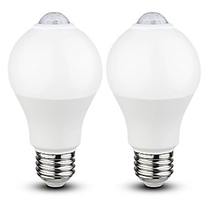 Motion Sensor Light Bulbs - 9W (60W Equivalent) E26 Motion Activated LED Light Bulb 5000K Daylight Dusk to Dawn Security Bulb Auto On Off Indoor Outdoor for Front Door Porch Basement Closet(2 Pack)