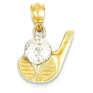 IceCarats 14K Yellow Gold Golf Necklace Charm Sports Pendant 16mm x 12mm Only