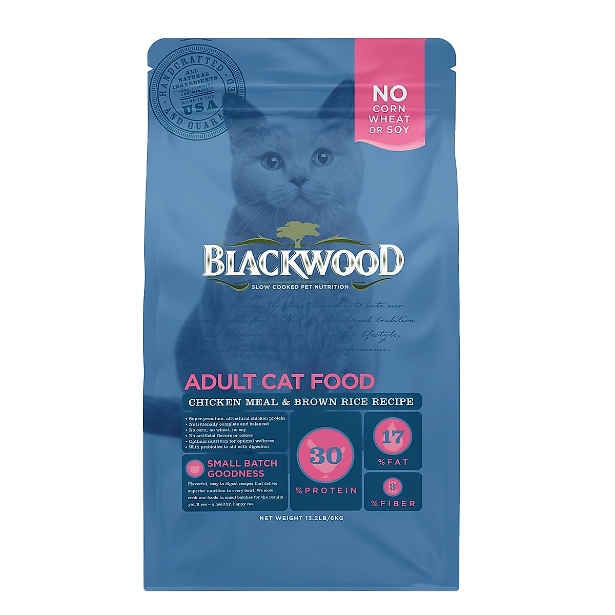 Blackwood Pet Cat Food Made In USA [Super Premium Dry Cat Food For Adult, Indoor, and Senior Cats], Chicken Meal and Brown Rice Recipe 13.23-Pound