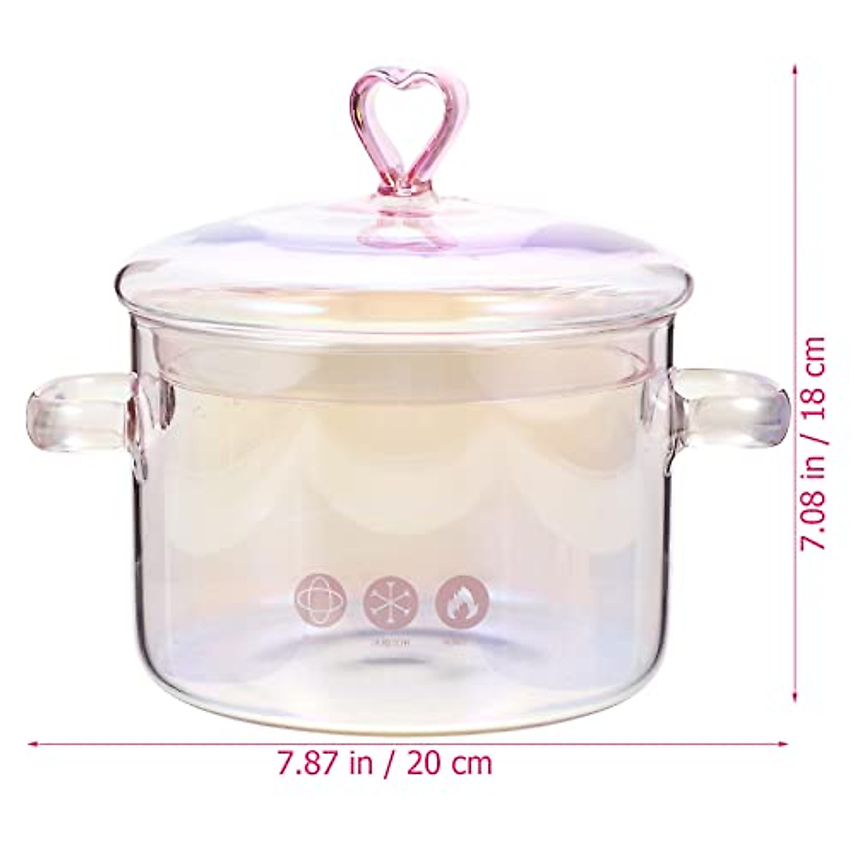 UPKOCH Pink Glass Pots for Cooking on Stove Heat Resistant Saucepan with Cover Clear Cooking Pot with Lid Glass Simmer Pot for Noodle Soup