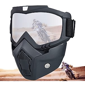 Motorcycle Helmet Riding Goggles Glasses,Protective Gear Compatible with Helmet for Men Women Kids Youth,Detachable Silver Goggles for Motorcycle ATV Dirt Bike