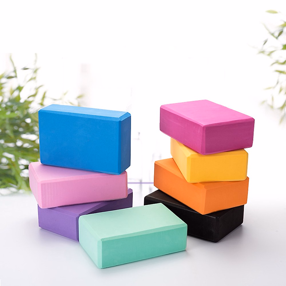 Dofover Set of 2 Yoga Blocks EVA Foam Exercise Bricks Provides Stability Balance and Support Improve Strength - 9 x 6x 3 inches (Orange)