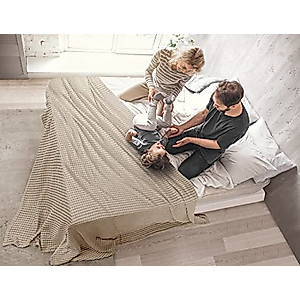 Utopia Bedding Cotton Waffle Blanket 300 GSM (Khaki - 90x90 Inches) Soft Lightweight Breathable Bed Blanket Queen Size Layering Any Bed for All Season