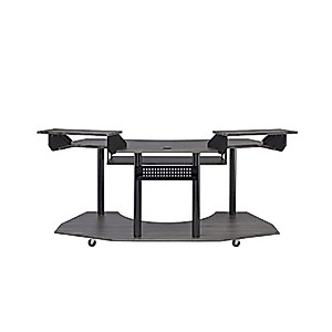 Benjara Contemporary Computer Desk with Keyboard Tray and Open Bottom Shelf, Gray