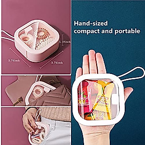 REVAXUP 2pcs Hair Tie Organizer Boxes,Small Portable Hair Tie Holder Organizer Can Be Stackable Or Hung On The Wall,Best for Hair Ties Storage or Small Items Organizer on Desktop, Pink&White