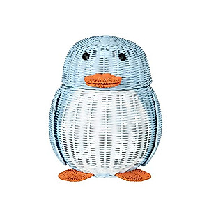 KOUBOO Wicker Penguin, Multi-Color Storage Basket Blue and White