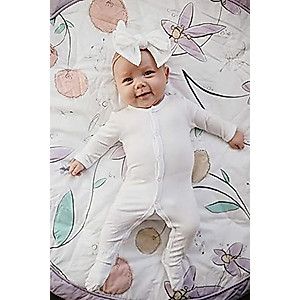 JumpOff Jo – Baby Quilted Floor Mat for Tummy Time Play, Soft & Safe Crawling Mat for Babies, 36" Portable Baby Play Mat for Playdates, Traveling - Fairy Blossom Pink