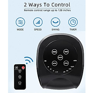 KEGIAN Portable Electric Oscillating Standing Floor Fan for Bedroom with Remote, 3 Wind Speeds 3 Modes, Quiet Cooling for Office,Home, Tower Fan 30" Black…