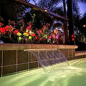 GIGALUMI Mother's Day Gifts, Solar Outdoor Flower Lights, 4 Pack Waterproof Solar Garden Light, Color-Changing Outdoor Light, Solar Lily Flower, Unique Gifts for Dear Mother from Daughter, Son