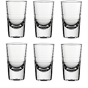 Fifth Avenue Crystal Shot Glasses | Set of 6 Shot Glasses for Liquor & Spirits, 3.8 Ounces, Clear | Bar Drinkware Gift Set for Men & Women, Wedding Favors, Groomsmen & 21st Birthday | (Lille Design)