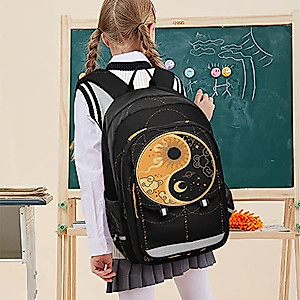 Glaphy Yin-yang Dreamcatcher Backpack School Bag Lightweight Laptop Backpack Student Travel Daypack with Reflective Stripes