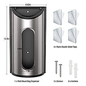 Plastic Bag Holder, Grocery Bag Holder, Wall Mount Grocery Bag Holder, Bag Organizer for Kitchen, Anti-Fingerprint Coating Stainless Steel Brushed