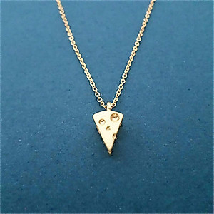 YOOESTORES82 YOOE Cute Geometric Triangle Cheese Pendant Necklace,Creative Pizza Stitching Chain Good Friend Soul Sister Necklace (Gold)