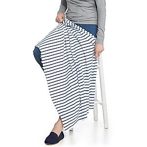 Coolibar UPF 50+ Savannah Sun Blanket - Sun Protective (One Size- White/Navy Stripe)