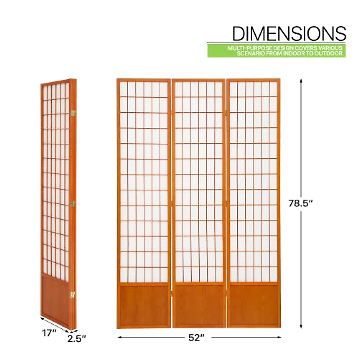 Magshion 3-Panels Room Dividers and Folding Privacy Screens 6.5ft High Oriental Small Grids Folding Screen Room Divider Separating Wall Freestanding Shoji Screen for Home Office
