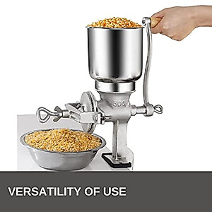 Hand Operated Corn Grain Mill Grinder Useful Kitchen Tool with Big Hopper Adjustable for Corn Coffee Food Wheat Oats Nut Herbs Spices Seeds Grinder Great for Restaurants Commercial Kitchens Bakery
