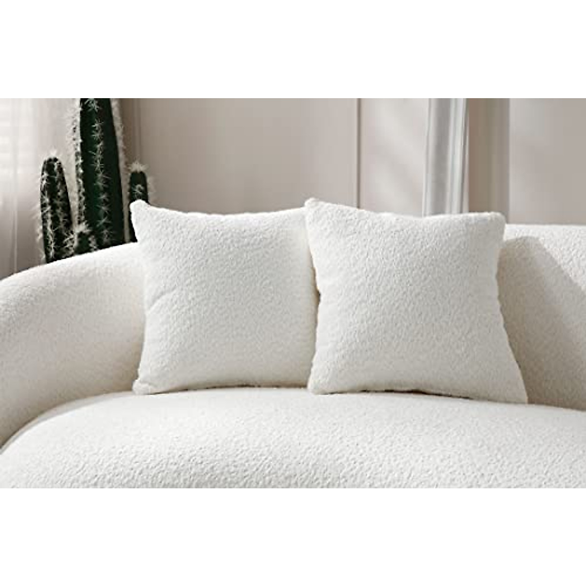 Luxury Unique Half Moon Shaped Oversized Curved Sofa, 5 Seater Boucle Fabric Cloud Couch with Throw Pillows, Comfy Upholstered Sofas&Couch Sofacama for Living Room, Bedroom, Office, Apartment