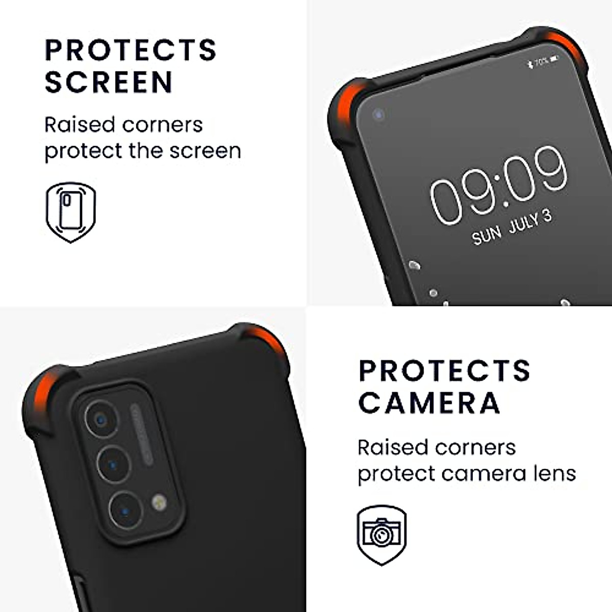 kwmobile Crossbody Case Compatible with OnePlus Nord N200 5G Case - TPU Silicone Cover with Strap - Black