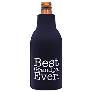 Father's Day Gift Beer Bottle Coolie Best Grandpa Ever 2 Pack Bottle Drink Coolers Coolies Navy