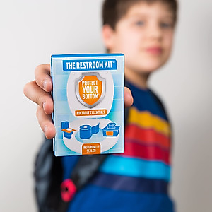 The Restroom Kit Great for travel (12-Pack) Portable Disposable Oversized Toilet Seat Cover, 3ft 3Ply Toilet Paper, Hand & Flushable Tush Wipe.