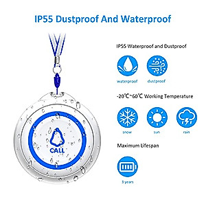 Caregiver Pager, Wireless Panic Buttons Elderly Monitoring Assistance Products for Seniors,Patients,Disabled,intercom for Elderly at Home,Shower Room, Student at Classroom