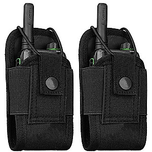 abcGoodefg Molle Radio Holder Walkie Talkie Pouch Case for Duty Belt Radio Holster Tactical Hunting Intercom Bag (Black-2 Pack)