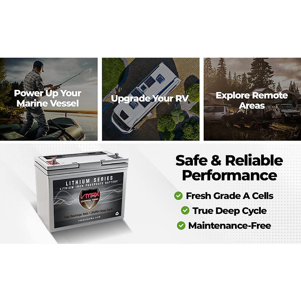 VMAX LFP22-1255 Lithium 22NF Battery LiFePO4 704Wh 12V 55AH w/BMS Deep Cycle Li-Iron Battery Ideal for Off-Grid Solar Panel Charge Wind Energy 9" L x 5.5" W x 8.2" H