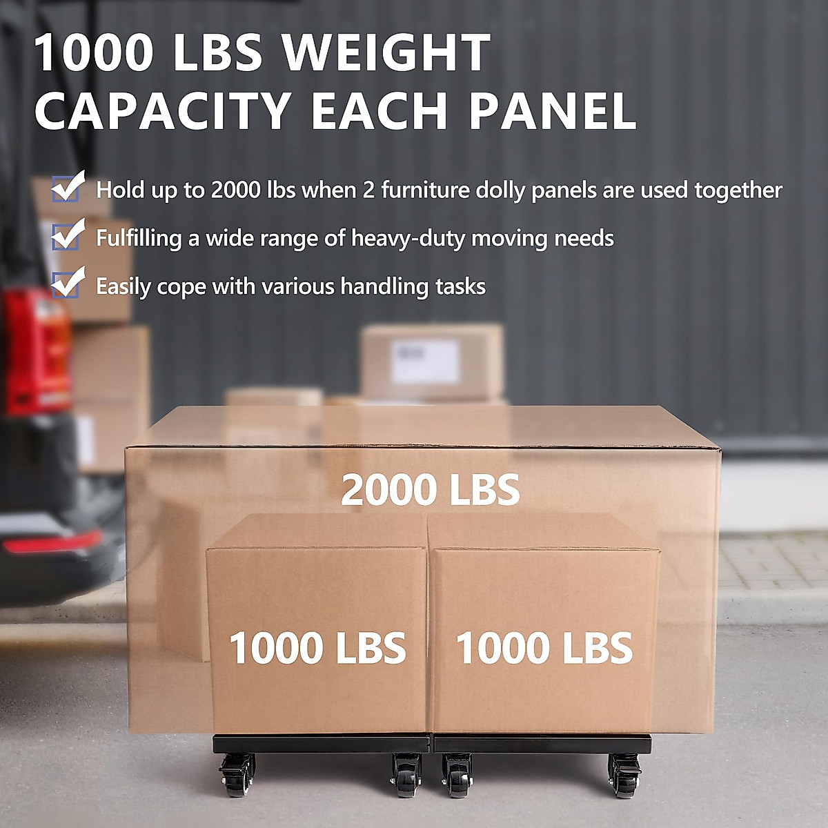 KEDSUM Furniture Dolly with 4 Wheels, 2000LBS, Capacity 32 in. x 25 in. Two Pack