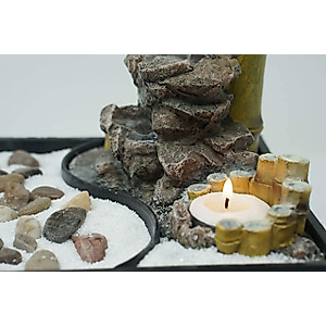SPH Zen Garden Bamboo Water Fountain for Home/Indoor/Desk/Office/Relaxing with Candle and Sandbox/Water Fountain for Peace and Meditation