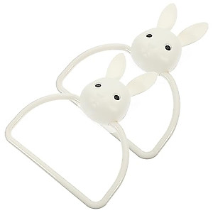 FONDOTIN 2pcs Towel Rack Wall Hanger Hooks Towel Rack Wall Mounted Beach Towel Clip Bath Towel Holder Round Towel Holder Year of Rabbit Decoration Towel Hanger Cartoon Towel Holder White