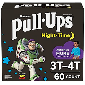 Pull-Ups Boys' Nighttime Potty Training Pants, Training Underwear, 3T-4T (32-40 lbs), 60 Ct