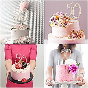 Toddmomy 50 Gold 50th Anniversary Bling Rhinestone 50th Birthday Crystal Cake Decoration