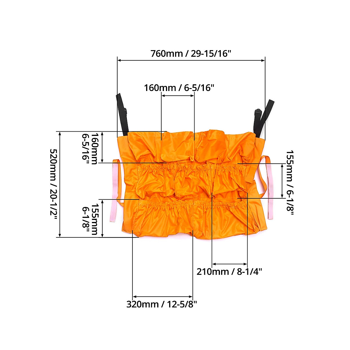 QWORK Trash Can Caddy Bag, 10 Pockets Commercial Cleaning Caddy Bag, Fit 32-50 Gallon Can, Round Trash Bag Holder, Garbage Bin Caddy Organizer, Yellow
