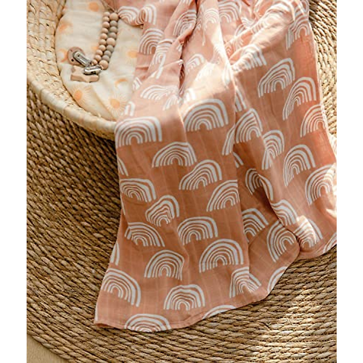 Little Jump 3 Pack Muslin Swaddle Blanket, Bamboo Cotton Muslin Baby Blankets for Girls & Boys, Baby Receiving Swaddles, Boho Rainbow Baby Essentials for Neutral (3 Pack (Rainbow 3))…