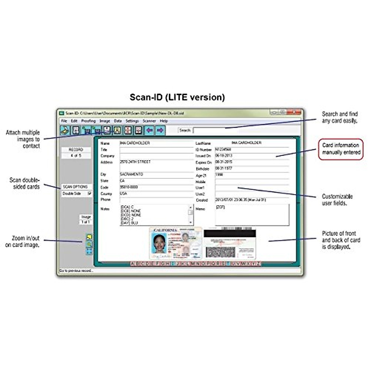 Medical Insurance Card and ID Card Scanner (w/Scan-ID LITE, for Windows)