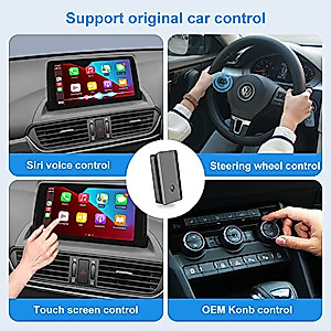 JMANCE Wireless Carplay Magic Box Streaming Device for Original Car with Wired CarPlay and with Touch Screen, Octa Core Android 10 Multimedia Video Adapter AI Box Carplay Dongle Build in GPS 4GB+64GB
