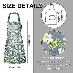 Auidy_6TXD 3 Pack Aprons for Women with Pockets, Adjustable Floral Apron Waterproof Kitchen Cooking Aprons Chef Apron Gifts for Kitchen, Gardening, Cooking, BBQ, Cleaning (70 * 80cm)