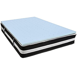 Flash Furniture Capri Comfortable Sleep Queen 12 Inch CertiPUR-US Certified Foam Pocket Spring Mattress & 2 inch Gel Memory Foam Topper Bundle